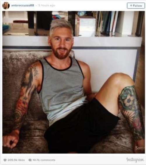 Leo Messi Blonde Hair Lionel Messi Fc Barcelona Shows Look Editorial