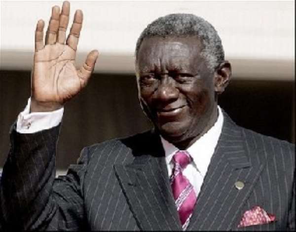 Former president Kufuor back home after addressing meetings in Nigeria