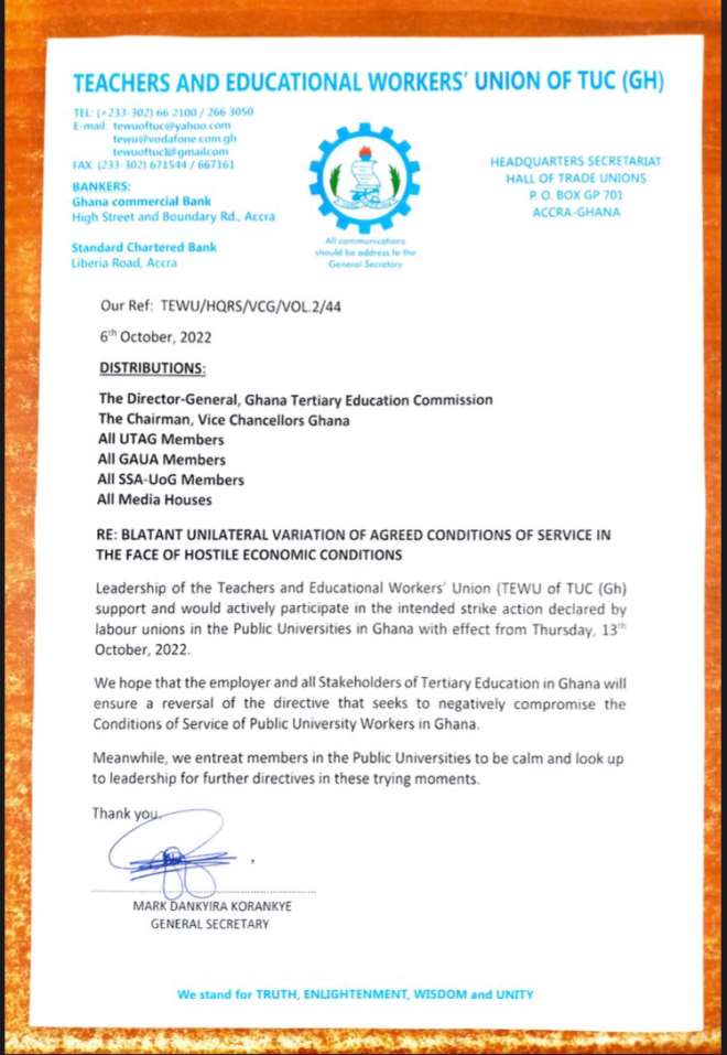 TEWU declares intention to embark on strike action with labour unions ...