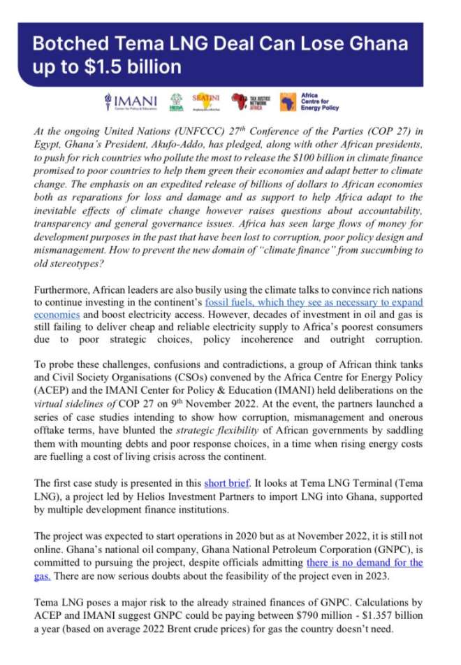 Ghana likely to lose $1.5 billion from botched Tema LNG deal – ACEP ...