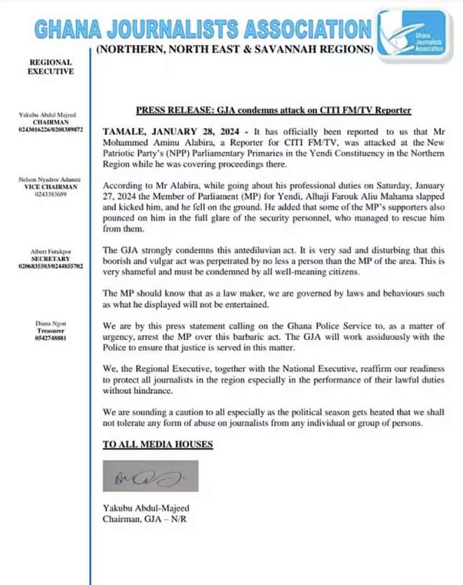 Arrest Yendi MP Farouk Aliu Mahama for assaulting Citi TV/FM journalist ...