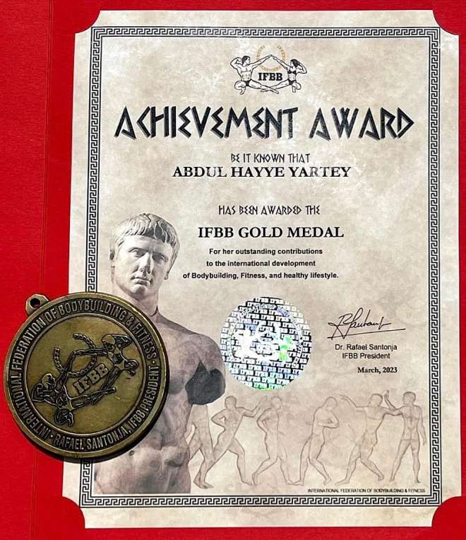 Abdul Hayye Yartey dedicates IFBB Gold Medal to Christian Atsu