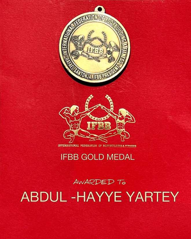 Abdul Hayye Yartey dedicates IFBB Gold Medal to Christian Atsu