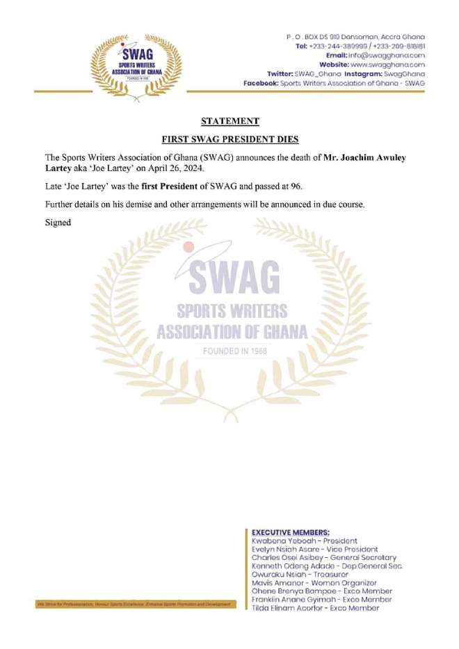 BREAKING NEWS: Veteran commentator Joe Lartey has died