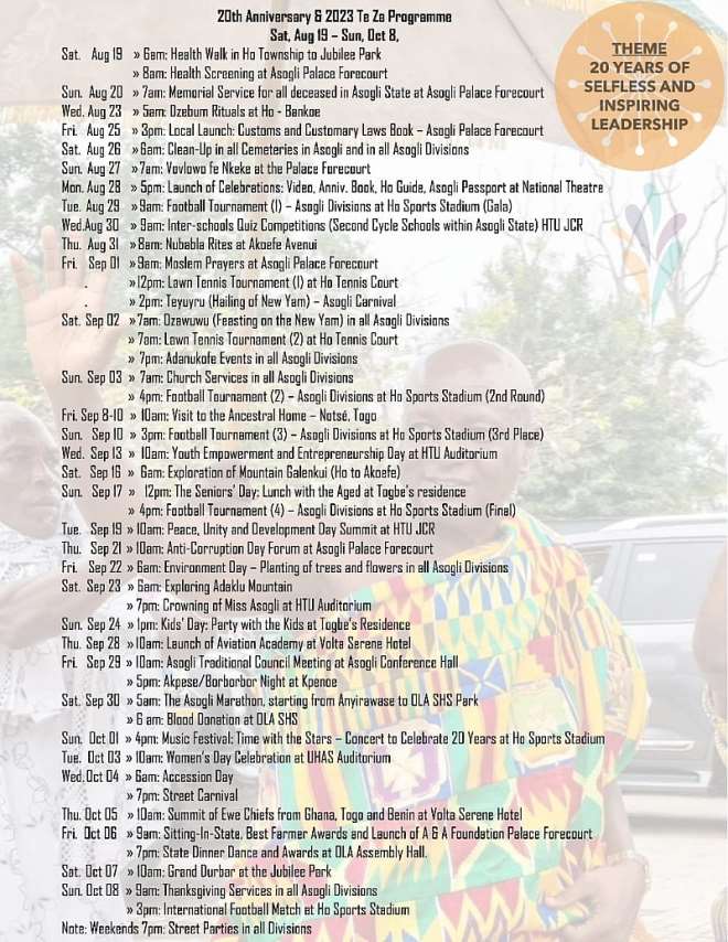 Asogli State outline programmes to celebrate Togbe Afede 20years of reign