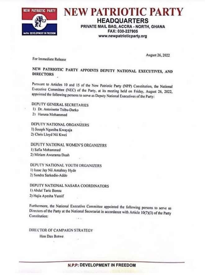 NPP appoints Dan Botwe as director of campaign strategy, other deputy ...