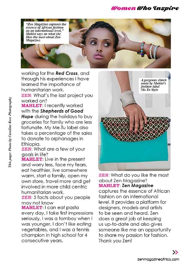 Zen Magazine's interview with Ethiopian beauty Mahlet Seifu