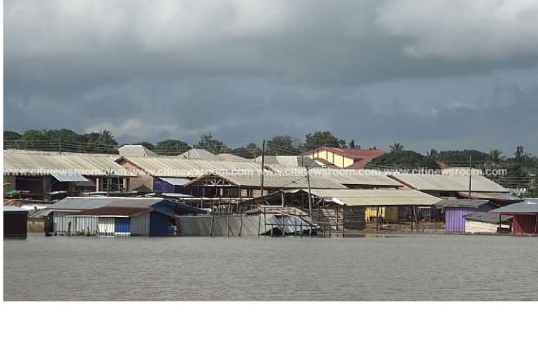 Dambai market, shops, houses, other properties submerged by River Oti