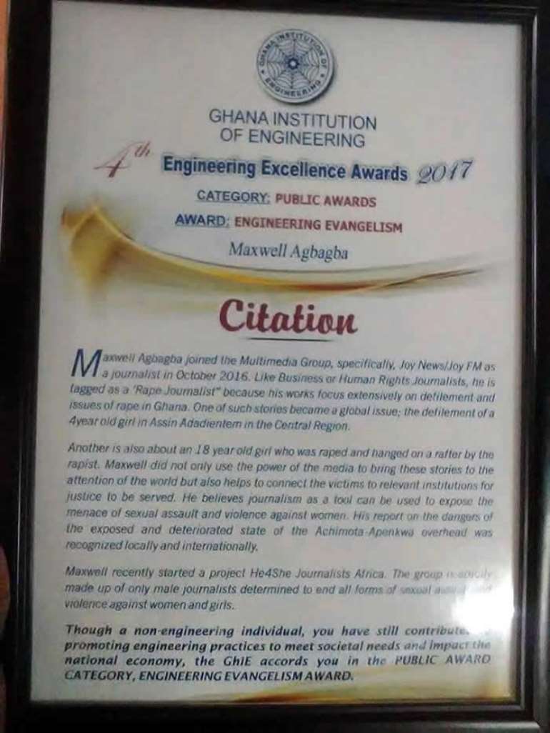 Joy News' Maxwell Agbagba Honoured