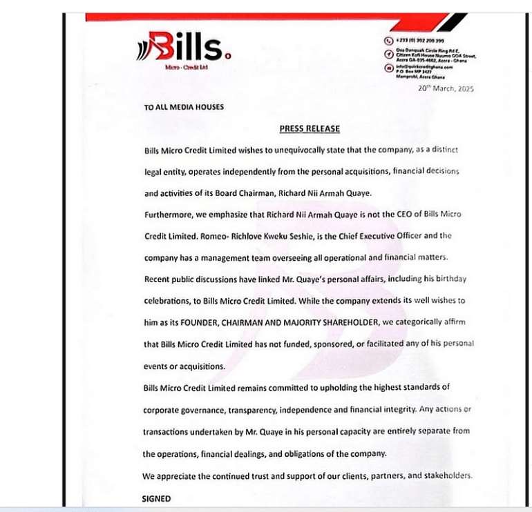 Bills Micro Credit distances itself from founder amid fears of ...