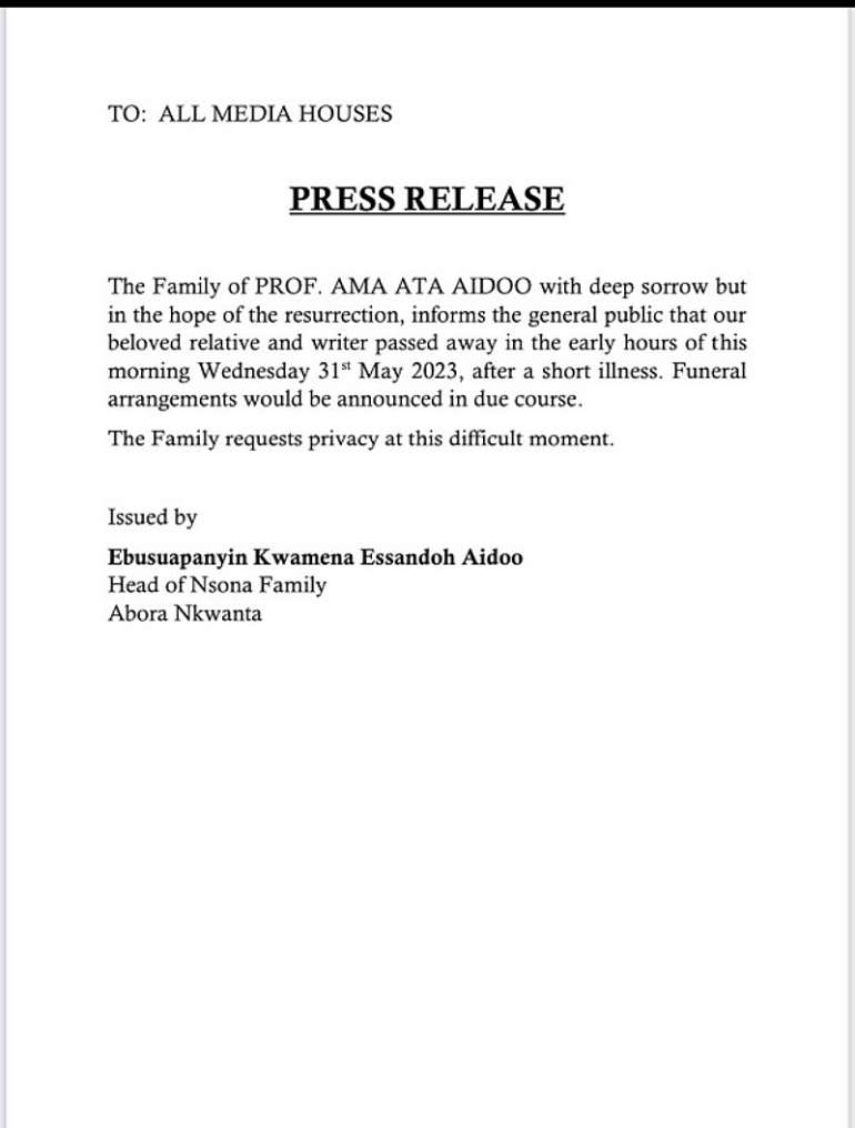 ‘No Sweetness Here’ as Ghana’s Ama Atta Aidoo, literary giant and ...