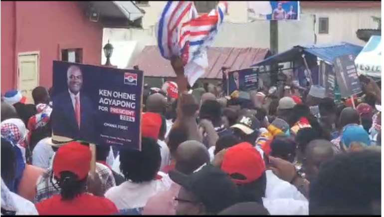 Massive crowd mob Ken Agyapong as he files nomination forms