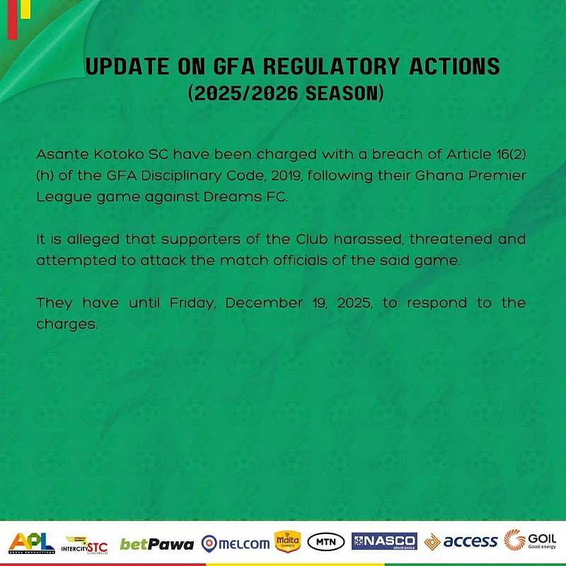 Asante Kotoko charged for fans harassment and attempted attack on match ...