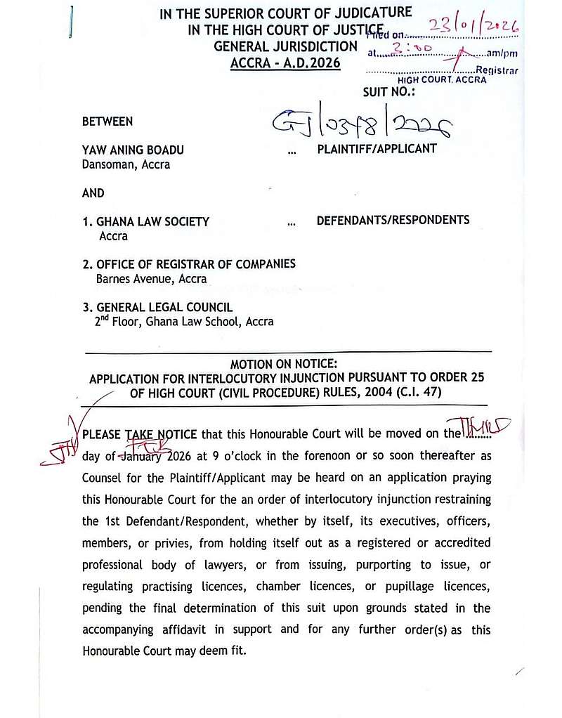 Lawyer sues GLC, Registrar of Companies over illegal Ghana Law Society