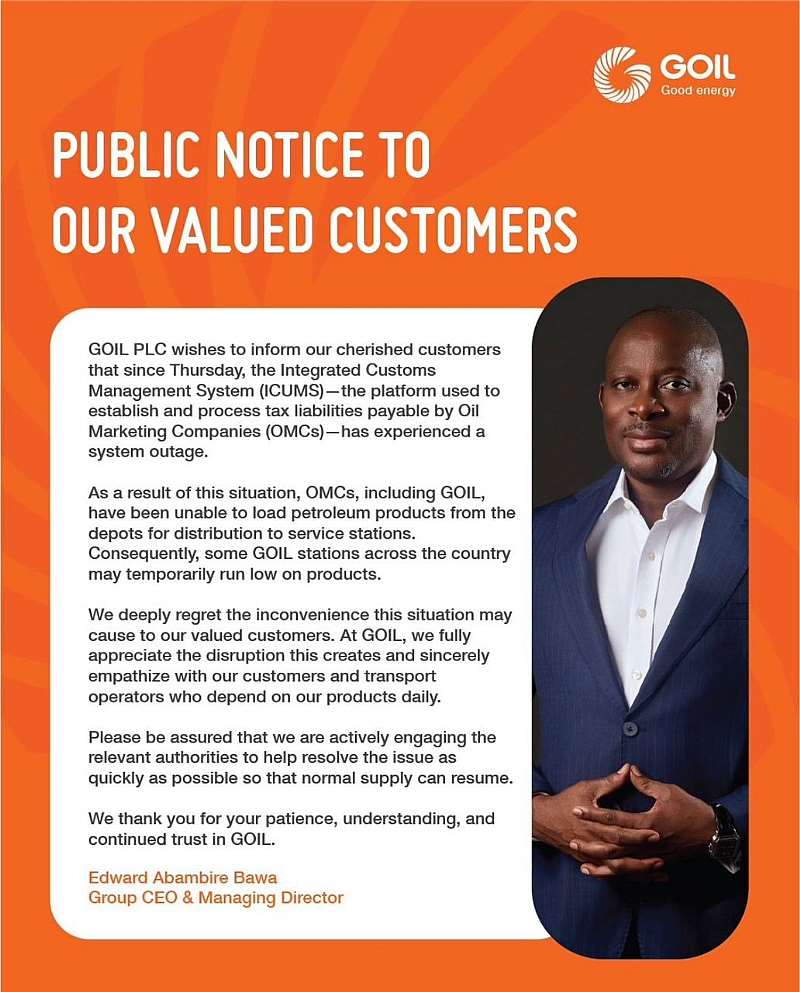 GOIL explains fuel shortage at some stations, cites ICUMS system outage
