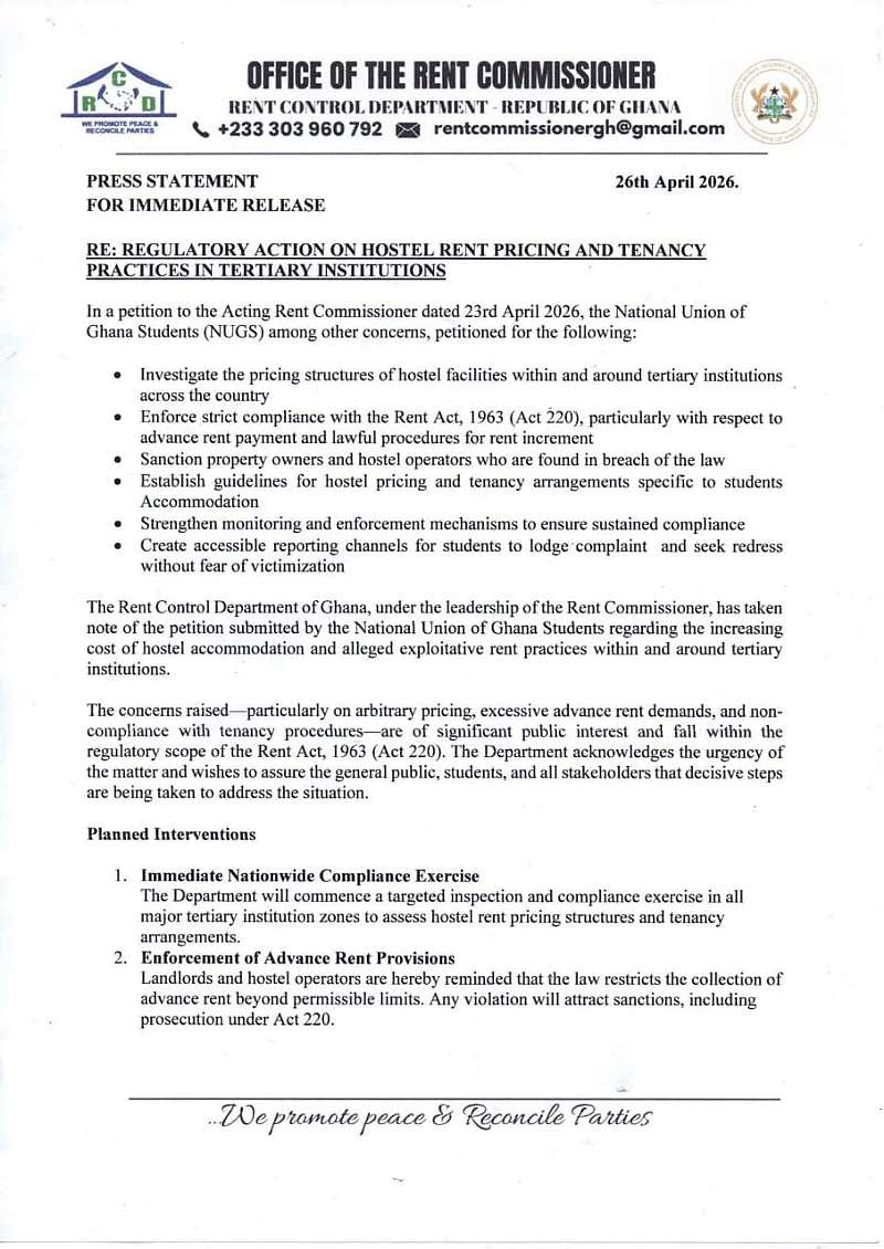 Rent Control Department to sanction hostel operators engaged in ...