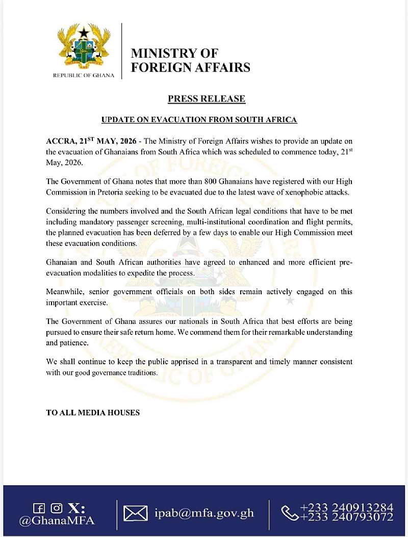 Evacuation of Ghanaians in South Africa pushed back due to surge in ...