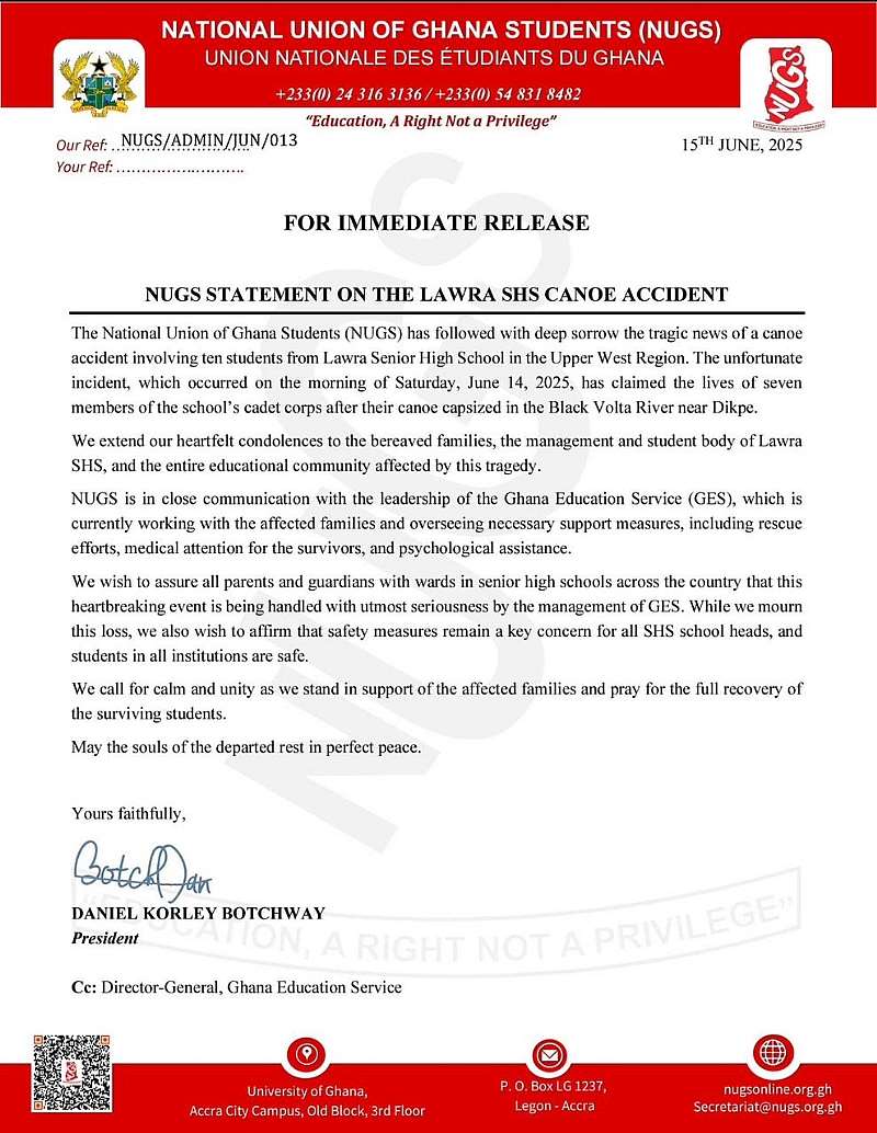 ‘Unfortunate incident’ — NUGS mourns demise of 7 Lawra SHS students in ...