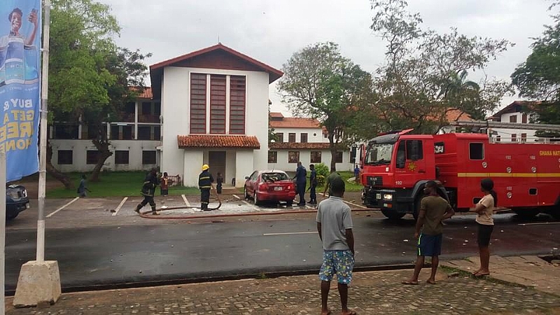 Commonwealth, Sarbah Hall students clash on UG campus; set car ablaze
