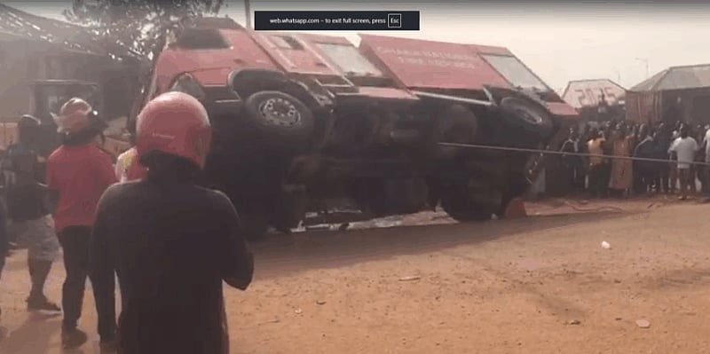 Fire tender overturns while responding to fire outbreak in Buipe