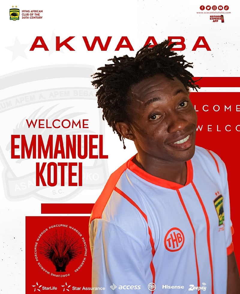 Kotoko announce the signing of defender Emmanuel Kotei to augment squad