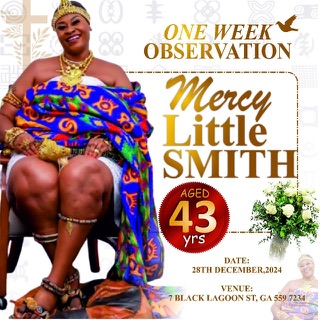 One-Week Observation announced for Actress Mercy Little Smith