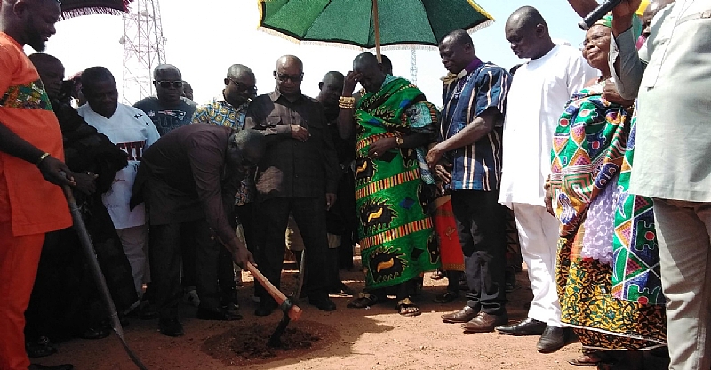 Dormaa East MP cuts sod for construction of Astroturf at Wamfie