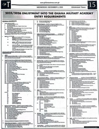 Ghana Armed Forces opens 2025/2026 recruitment for officer cadet intake