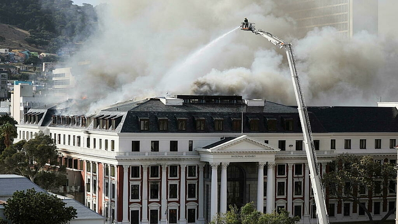 Fire reignited at South Africa parliament as suspect to appear in court