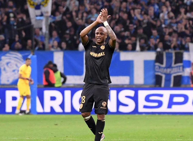 Andre Ayew scores in Le Havre's heavy defeat against Olympique Marseille