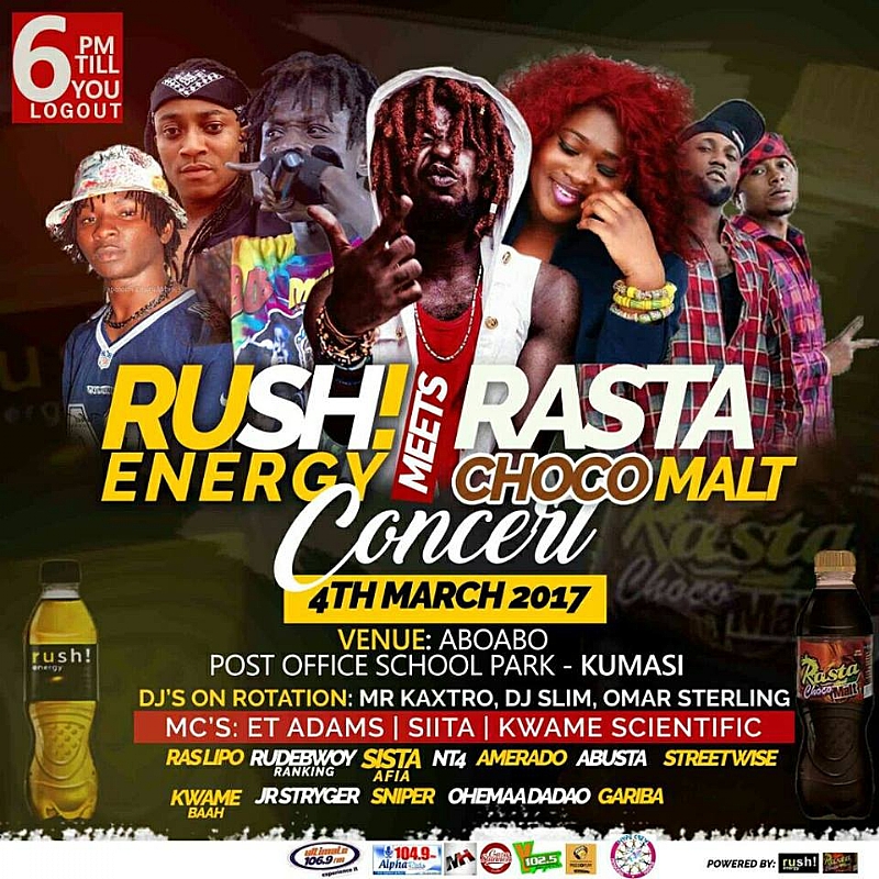 Rudebwoy, Garba, NT4, Ras Lipo, Sista Afia Others To Go Head-On At Rush ...