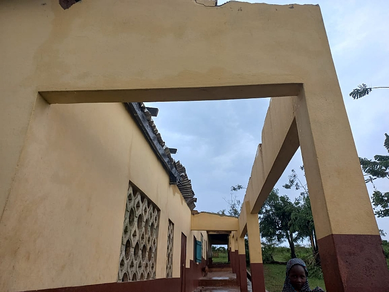 Rainstorm destroy parts of school building