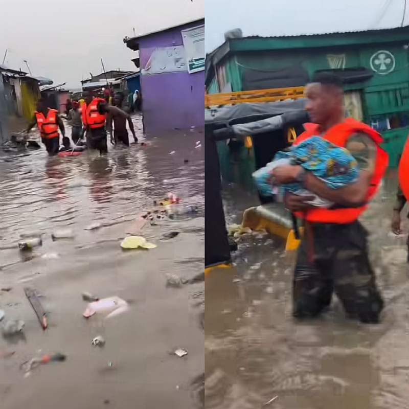 Tema newtown flooded after heavy downpour