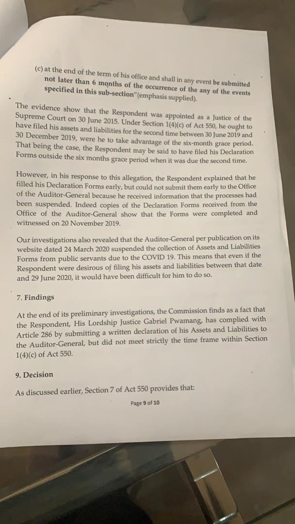 Assets declaration: CHRAJ dismisses ASEPA's claim, clears Justice Pwamang