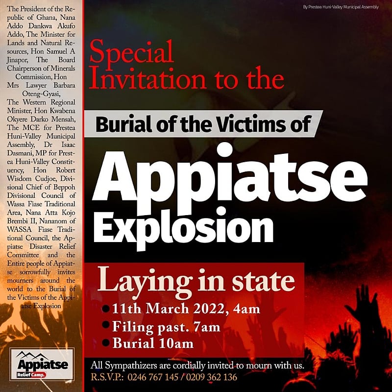 Appiatse explosion victims to be laid to rest in mass burial service