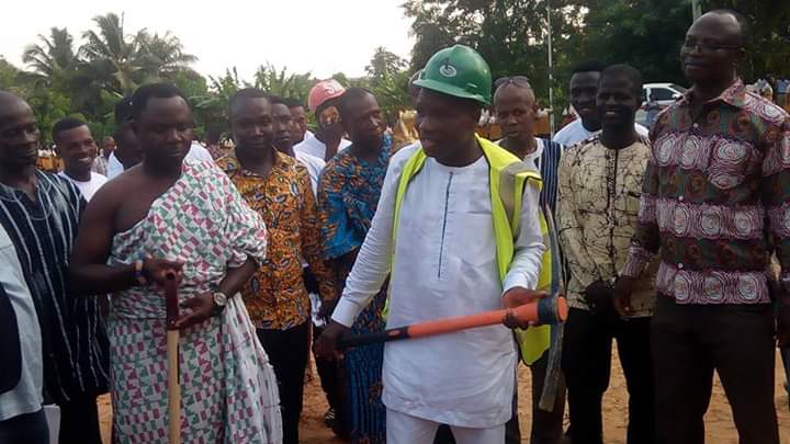 Ellembelle DCE cuts sod for construction of 12-unit classroom block for ...