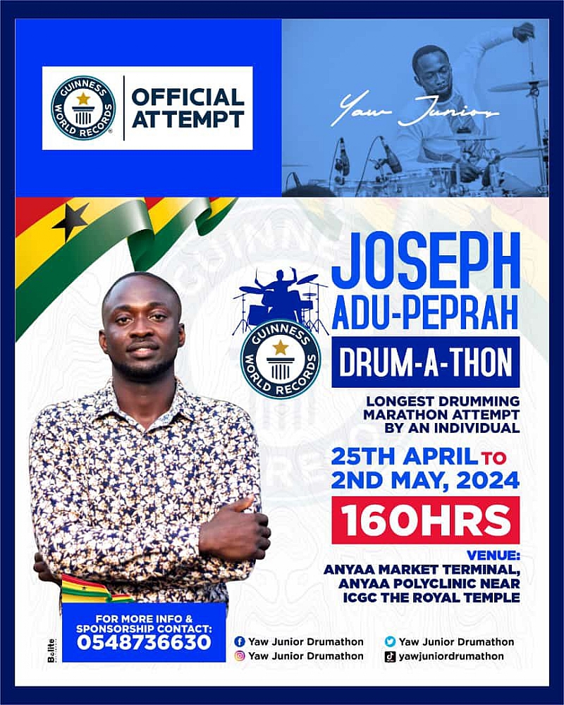 Bold to Drum: Joseph Adu-Peprah's daring attempt to smash the Guinness ...
