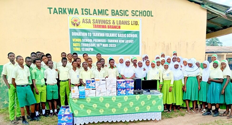 ASA Savings and Loans donate a computer set, ceiling fans to support Tarkwa Islamic Basic School