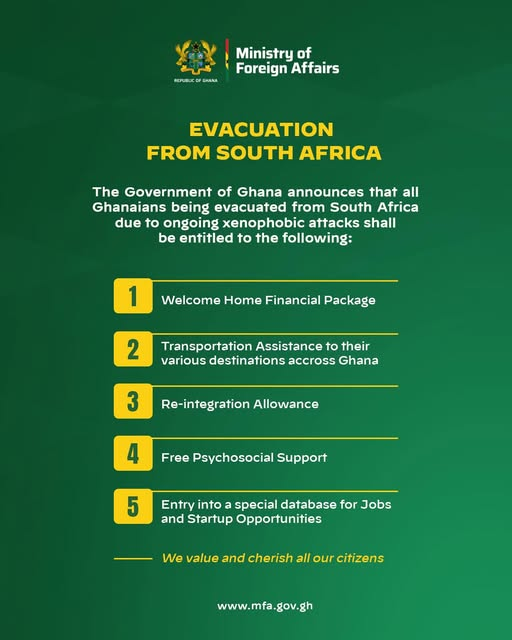 Ghana Rolls Out Support Package for Citizens Evacuated from South Africa