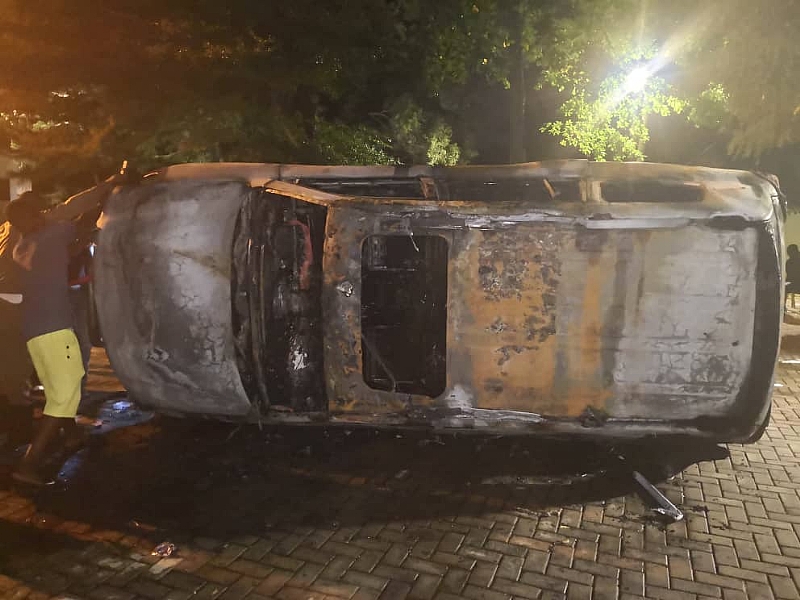 Accra Mayor's Toyota Land Cruiser Burnt To Ashes