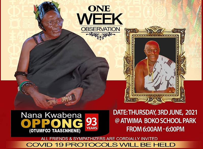 One week observation for the late Nana Kwabena Opong