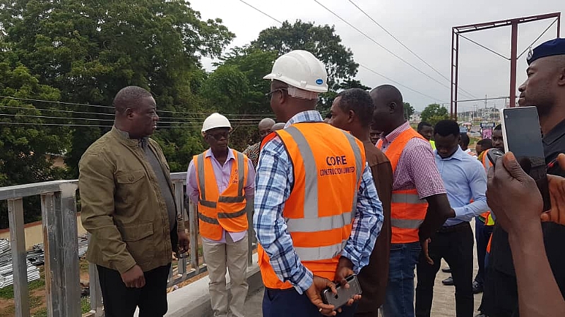 Roads Minister Inspects Madina-Adenta Footbridge Construction Site