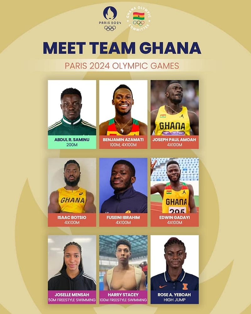 The nine athletes representing Ghana at Paris 2024 Olympic Games