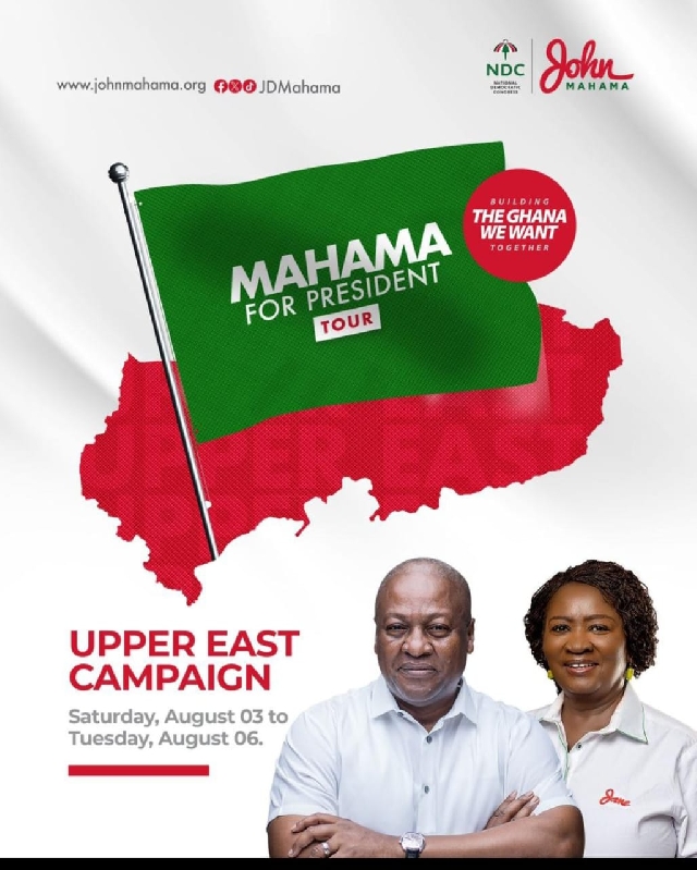 Mahama to tour Upper East Region on August 3
