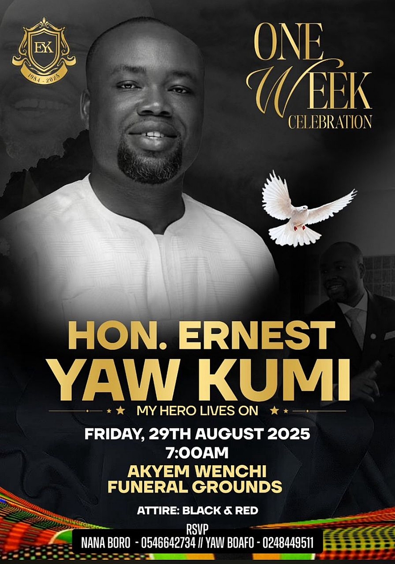 One-week celebration for late Ernest Yaw Kumi set for August 29