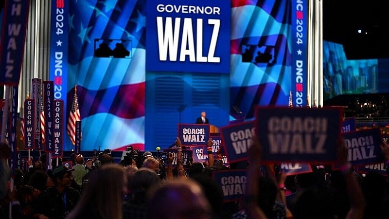 VP pick Tim Walz lauds Kamala Harris at Democratic convention