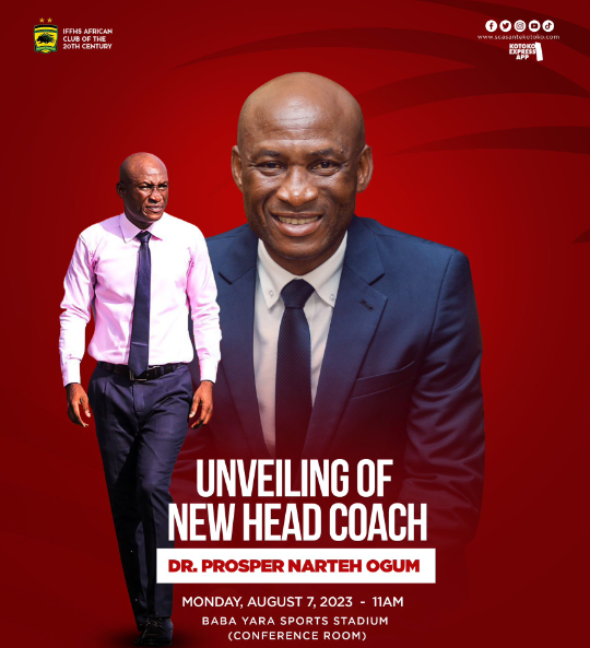 Prosper Narteh Ogum to be unveiled as Asante Kotoko coach today