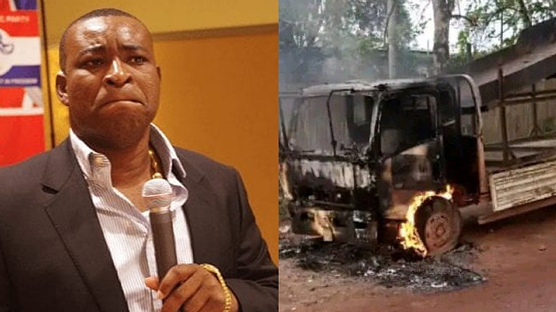 Chairman Wontumi’s mining truck allegedly burnt by Samartex Timber Company