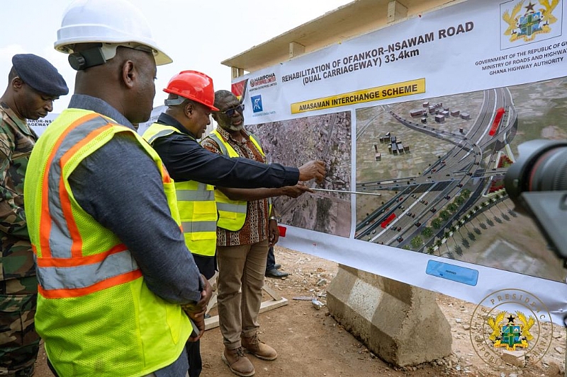 President Mahama inspects ongoing construction works on Ofankor-Nsawam ...