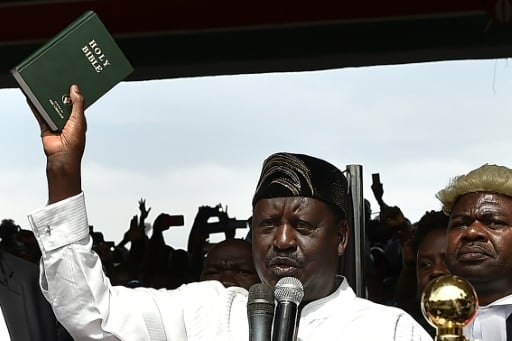 Kenya opposition leader Odinga has himself sworn in as 'president'
